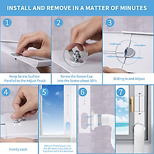 DELAM Portable Air Conditioner Window Kit with Coupler Adjustable Window Seal for AC Unit, Sliding AC Vent Kit for Exhaust Hose (5.1 Inch)