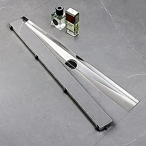 SaniteModar 24 inch Linear Shower Drain comes with Tiled Stealth and 304 Stainless Steel Brushed Polished 2 in 1 Panels.Tile Insert Shower Drain is Equipped Adjustable Feet,Hair Filters