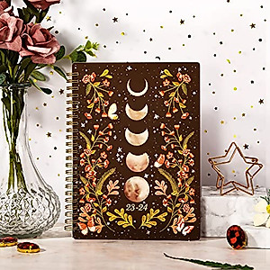 2023-2024 Planner - Academic Planner 2023-2024 with Tabs, 6.3" x 8.4", July 2023 - June 2024, Weekly and Monthly Planner 2023-2024 with Back Pocket + Thick Paper + Twin-Wire Binding - Moon