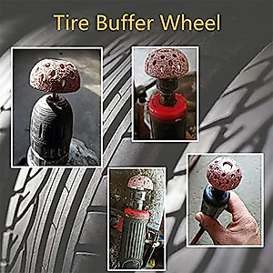 Tire Buffing Wheel, Acouto 38mm 70 Grid Tire Buffer Wheel Abrasiveness Coarse Buffing Wheel with Linking Rod Tire Patching Buffer Tool Tire Repair Patch Tools