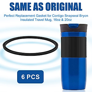 6pcs Replacement Gaskets Compatible with Contigo Snapseal Byron Travel Mug 16 & 20oz, Leakage-Proof Rubber Seals Ring Lid Gaskets Replacement Parts Compatible with Contigo Mugs (Black)