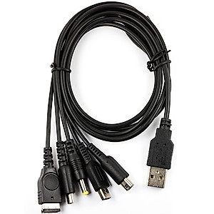 risingsaplings for USB Cable 5 in 1 Cord for Wii U DS Lite New 3DS XL 3DS XL 2DS Dsi XL NDS GBA SP PSP 1000 2000 3000