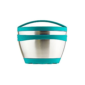 Kid Basix Safe Bowl, Reusable Stainless Steel Lunchbox Container for Adults, Thermos for Hot & Cold Food Storage, Dishwasher Safe, 16oz Teal