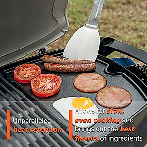 QuliMetal 6558 Grill Parts Cast Iron Cooking Griddle for Weber Q1000 Q1200 Q1400 Q100 Q120 Q140, Q100/1000 Series Gas Grills Accessories, 12.6 x 8.6 Inches