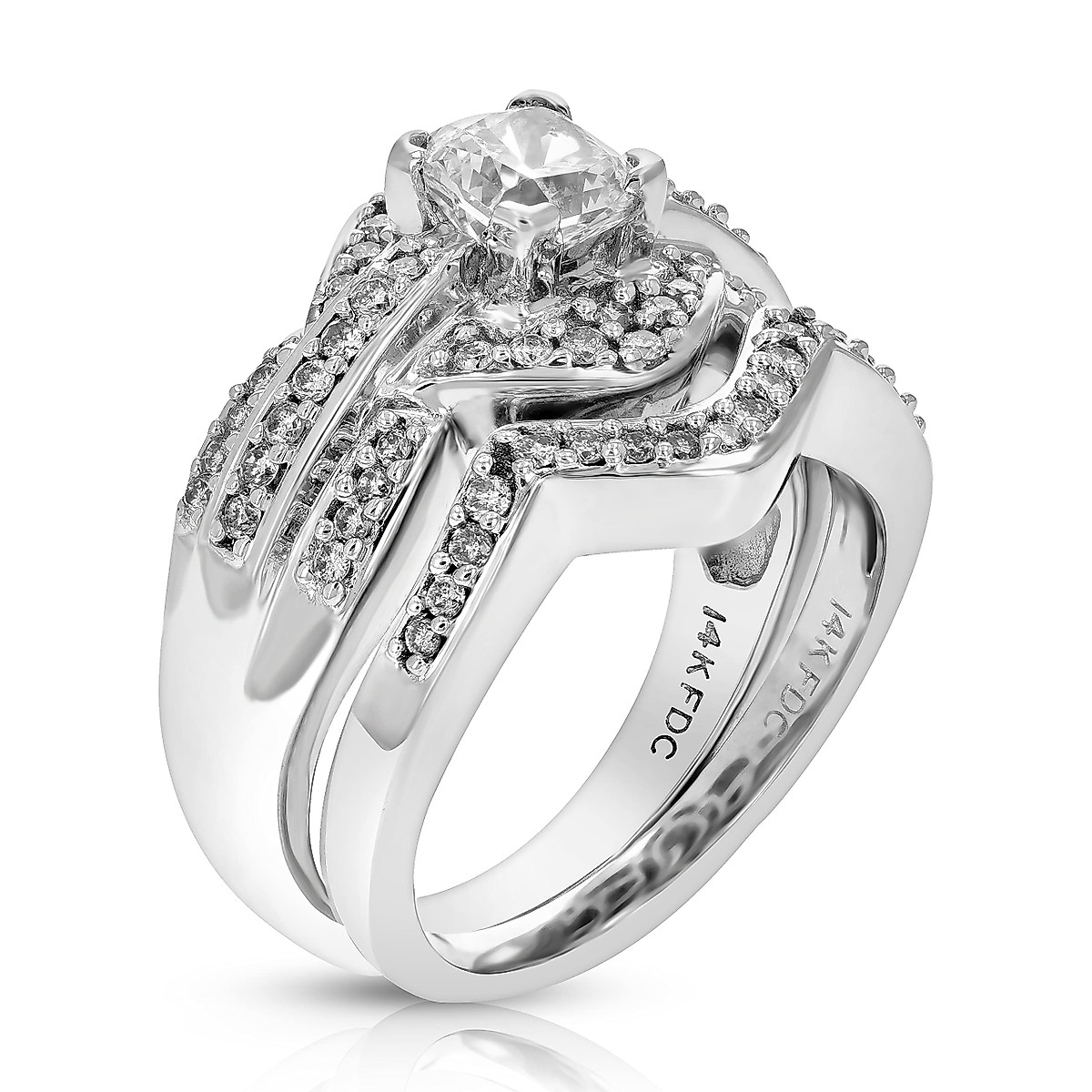 Vir Jewels 1.58 cttw VS2 Diamond Wedding Engagement Ring Bridal Set 14K White Gold Size 7.5