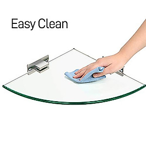 GeekDigg 2-Pack Glass Shelf Shower Caddie, Shower Shelves for Inside Shower, Drilling Free Adhesive Wall Mounted Bathroom Organizer Shelves with Aluminium Brackets