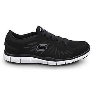 Skechers Work Stacey - Women's Black/White Soft Toe, Slip Resistant, Low Athletic (11.0 M)