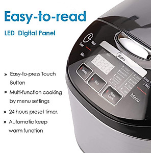 Midea Rice Cooker Slow Cooker Multi Cooker 10 Cup with Steamer Basket For Rice Food Vegetable Egg Automatic Keep Warm LED Digital Control