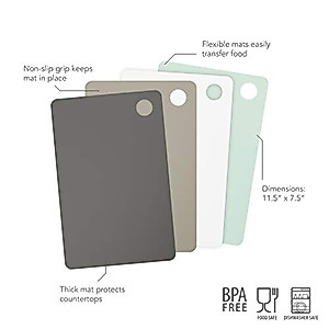Tovolo Small Set of 4 Assorted Colors, Food Meal Prep Flexible Kitchen, BPA-Free Plastic Board, Dishwasher-Safe Cutting Mats