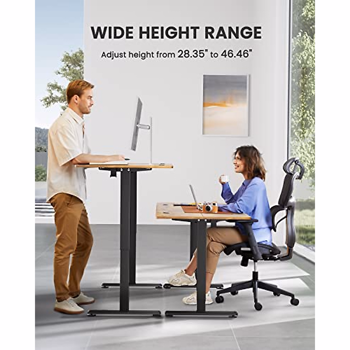 ErGear Height Adjustable Electric Standing Desk Dual Monitor Desk Mount