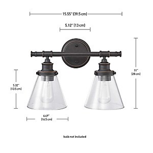 Globe Electric 51444 Parker Vanity Light, 2, Oil Rubbed Bronze, Bulb Not Included