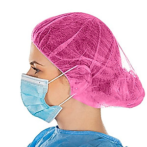 Abnaok Non Woven Shower Caps, 100 PCS Elastic Caps for Food Industries Home & Kitchen Use, Hotels, Restaurant and Hair Salon