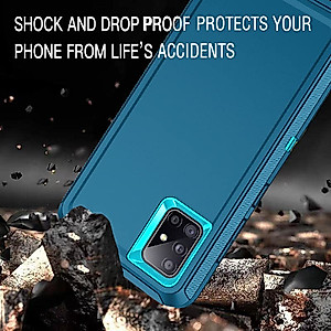 Mieziba Galaxy A71 5G Case - Shockproof, Dropproof, Dustproof - 3-Layer Full Body Protection, Heavy Duty Hard Cover - Turquoise