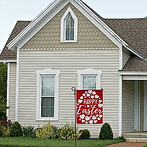 My Little Nest Seasonal Garden Flag White Hearts Happy Easter Egg Double Sided Vertical Garden Flags for Home Yard Holiday Flag Outdoor Decoration Farmhouse Banner 28"x40"