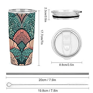 HaxigWcufx Stainless Steel Tumbler with Lid 20 Oz Acuum Insulated Tumbler Hand Drawn Fan Coffee Mug for Travel Reusable Car Cup Double Wall Insulated Cup for Coffee