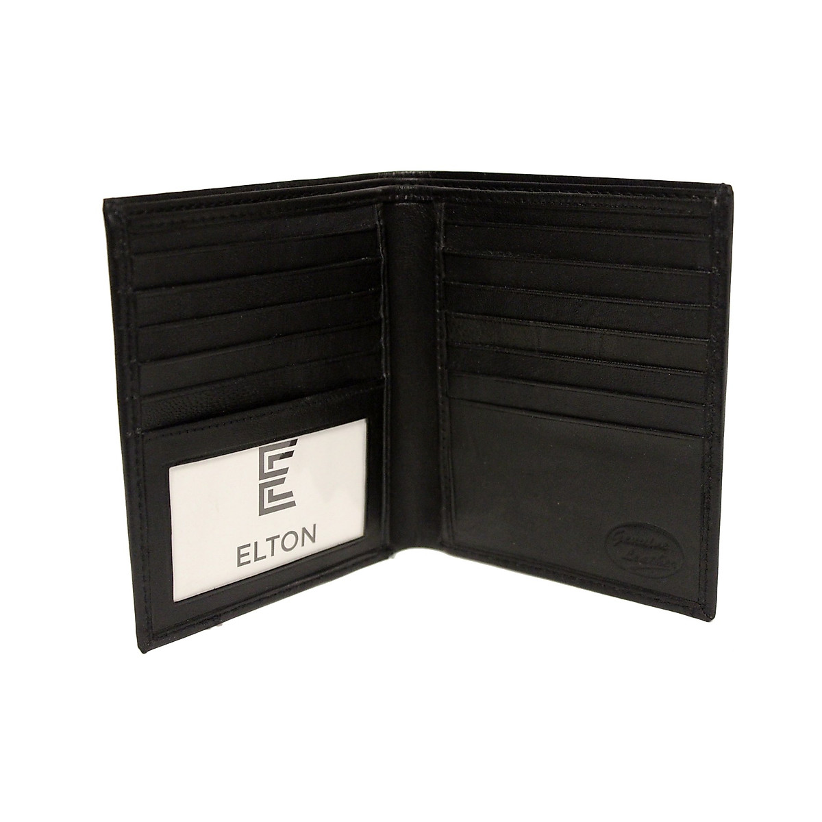 E Elton Genuine Lambskin Leather Hipster Bifold Wallets for Men Black Extra Large Bifold Wallet- RFID Protection