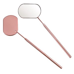 Pretty memory Lash Mirror, 2.2Inches Stainless Steel Makeup Eyelash Mirror, Eyelash Extensions Accessories Supplies, Lash Tech Must Haves (Rose Gold)