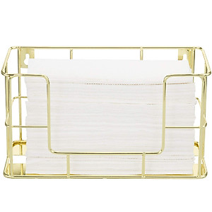 MyGift Modern Brass Tone Metal Wire Commercial Wall Mounted or Tabletop Paper Folded Towel Holder Dispenser Rack