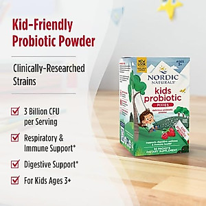 Nordic Naturals Kids Probiotic Pixies, Mixed Berry - 30 Packets - 3 Billion CFU - Digestive Wellness, Immune Support - Non-GMO, Vegan - 30 Servings