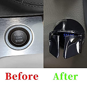 BestEvMod Mando Style Universal Car Engine Start Stop Button Cover Anti-Scratch Push Start Button Protective Cover 3D Cool Car Interior Accessories(Chrome Black)