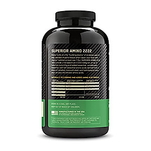 Optimum Nutrition Superior Amino 2222 Tablets, Complete Essential Amino Acids, EAAs, 160 Count (Packaging may vary)