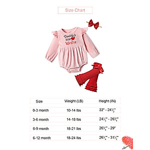 Valentine Baby Girl Outfit 12-18 Months Daddys Valentine Baby Girl Outfit Long Sleeve Soft Romper Bodysuit Clothes Red Leg Warmers 3pcs Valentine Outfit Baby Girl