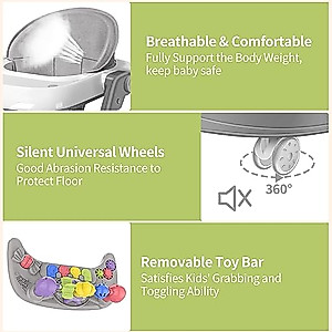 Baby Walker with Wheels, 2-in-1 Activity Walker Learning-Seated, Walk-Behind, Removable Play Tray, Adjustable Height & Speed, Foldable Baby Walker for Boys and Girls from 6-18 Months with Footrest…