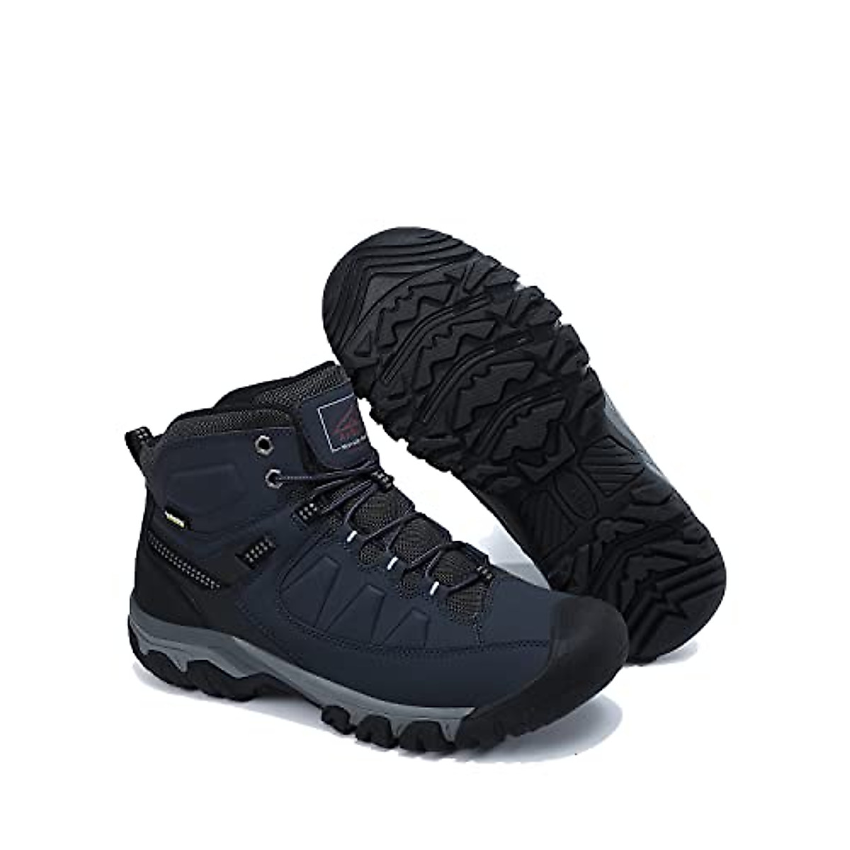 ASTERO Men Hiking Boot Warm Ankle Booties Non-slip Winter Shoes Snow Footwear for Male Climbing Trekking(Blue, Size 8.5)