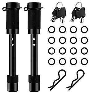 AutoEC 5/8" Trailer Locking Hitch Pin, Heavy Duty Solid Steel Tow Receiver Hitch Pin Lock with Extra Safety Clip & Anti Rattle O-Rings Fits Class III IV V 2 inches and 2-1/2 inches Receiver 2 Pack