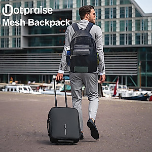 Dotpraise Heavy Duty Mesh Backpack, Lightweight See Through College Student Backpack with Comfort Padded Straps for Commuting, Swimming, Work, Travel, Outdoor Sport