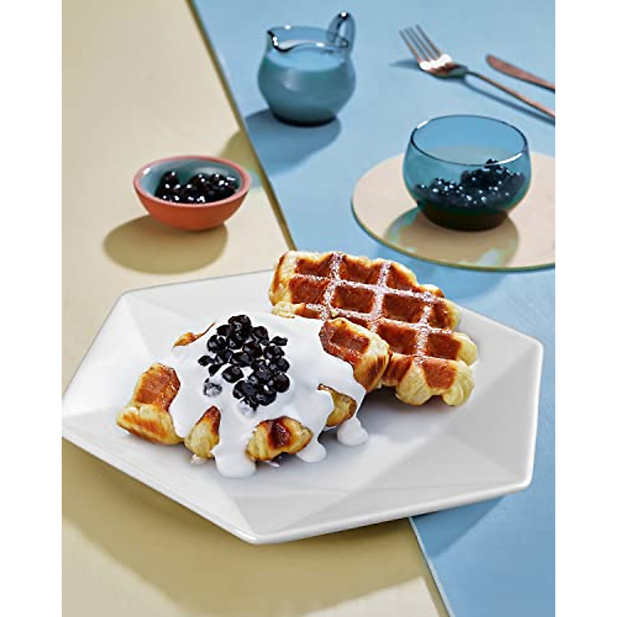 Delling Appetizer Plates Set - Ceramic 7 inch White Dessert Plates/Serving Plates/Salad Plate- Dinnerware Dishes Set for Snacks, Pasta, Side Dishes -Serving Plates Set of 6