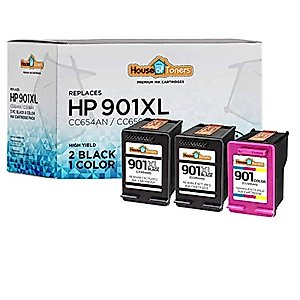 Houseoftoners Remanufactured Ink Cartridge Replacement for HP 901XL & 901 (2 Black & 1 Color, 3-Pack)