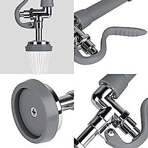 KOLLNIUN Spray Valve with Pre-Rinse Hose 44 inches Commercial Flexible Stainless Steel 1.42 GPM High Pressure Pre Rinse Dish Sprayer Assembly for Restaurant Industrial Kitchen Faucet, Gray