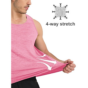 MAGCOMSEN Tank Tops for Men Running Tank Tops Men Gym Shirts Men Sleeveless Mens Shirts Workout T Shirts for Men Tank Top Athletic Shirts for Men Pink