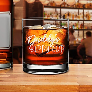 NeeNoNex Daddy's Sippy Cup Old Fashion Rocks Glass Funny New Dad Gifts Birthday Fathers Day Gift