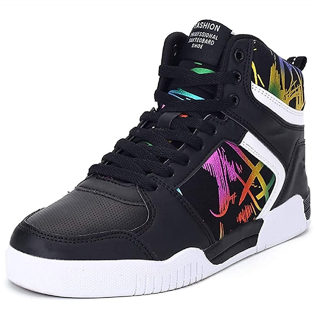 MG ZERVIX Unisex Fashion Sneakers High Top Skate Shoes Stylish Casual Hip Hop Shoes (Black, Adult, Men, Numeric_10, Numeric, us_Footwear_Size_System, Medium)
