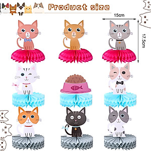 Chinco 9 Pcs Cat Party Centerpieces for Tables Cat Birthday Party Decorations Honeycomb Cat Party Supplies Cat Party Favor Table Decoration Cat Table Topper for Bridal Shower Wedding Birthday Party