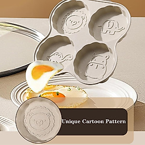 Unoschrim Egg Frying Pan | 4-Cup, Nonstick Fried Egg Pan, Aluminium Omelette Pan, Versatile Breakfast Frying Pan for Cooking Egg, Hamburger, and Pancake, Compatible with All Stoves, Off White