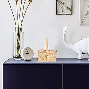 EXCEART Rattan Storage Portable Handmade Container Storage Basket Easter Eggs Container Houseware Wooden Woven Storage Basket with Handle (Small)