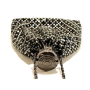 XXX-Small Vintage Evening Purse Metal Mesh Gatsby Bag for Cocktail Party Prom Wedding Banquet Black With Silver