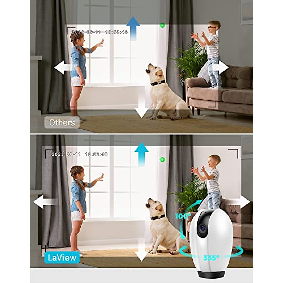 LaView Indoor Security Camera, Baby Monitor with Sound/Motion Detection and Night Vision,WiFi Camera Home Pet Dog Surveillance Camera with App,Two-Way Audio,360-degree IP Camera Work with Alexa