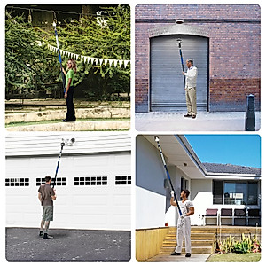 Karveden 28FT Reach Light Bulb Changer for High Ceilings with Pole, 5-20FT Light Bulb Extension Pole Changer with Baskets and Suction Cup for High Ceilings and Recessed Lights, Blue