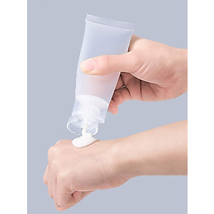 ericotry 24Pcs 30ml (1oz) Empty Translucent Plastic Cosmetic Lotion Tubes Bottles Shampoo Facial Cleaning Bottles Makeup Sample Soft Container Tube Bottle Vial Jar Pot Case with Flip Lid