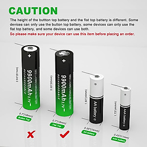 CWUU 18650 Rechargeable Battery 3.7V 9900mah High Capacity for Flashlight 240419 (Flat Top, 2 PACK)
