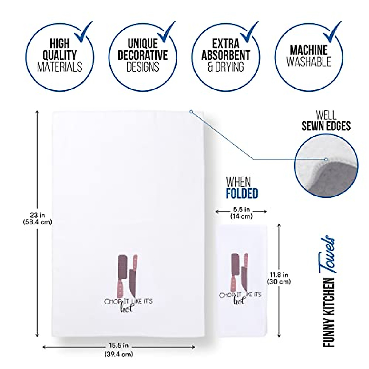 Aller Home & Kitchen Funny Kitchen Towels with Sayings. 4pc Kitchen Towel Set, Fun Pun Gadget Design - Waffle Weave Towel, Decorative Funny Dish Towels for Mom. Cute Kitchen Towels for Gifts