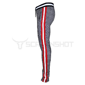 SCREENSHOTBRAND-P11957 Mens Hip Hop Premium Slim Fit Track Pants - Athletic Jogger Checker Pattern Color Block Print Bottoms-Black/Pattern-Xlarge
