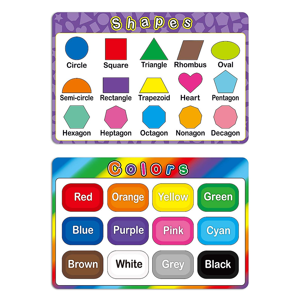 Patelai 4 Pcs Educational Preschool Placemat for Toddler and Kid, Non Slip Washable Reusable Learning Placemat for Nursery Homeschool Kindergarten Classroom Supplies(Alphabet, Shape, Color, Number)