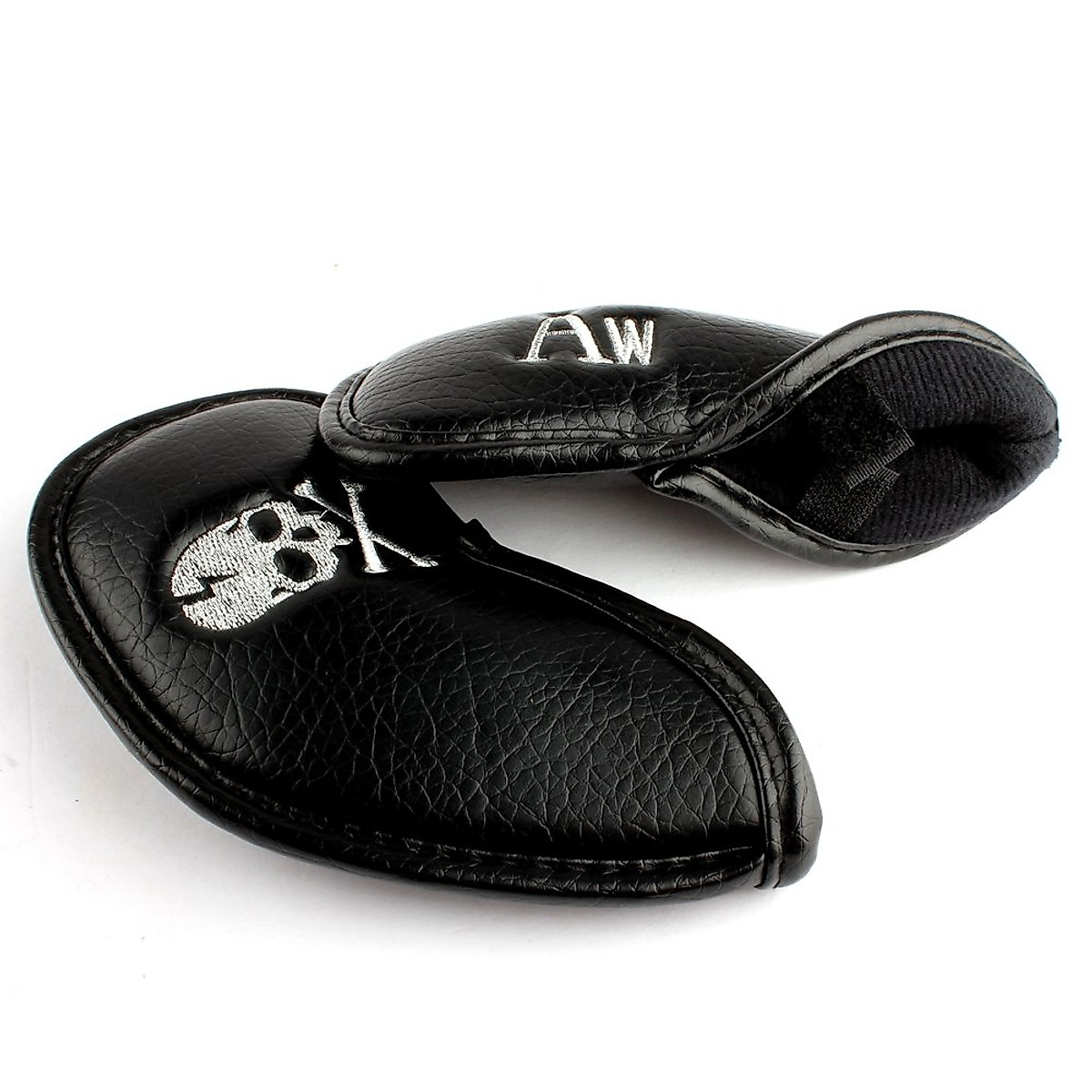 Craftsman Golf 10pcs Black Skull Thick Pu Synthetic Leather Golf Iron Head Covers Set Headcover Skull Fit All Brands Callaway, Ping, Taylormade, Cobra, Etc.