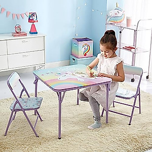 Heritage Kids 3 Piece Table and Chair Set, Purple Unicorn