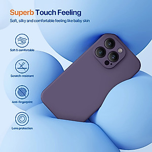 Miracase Designed for iPhone 14 Pro Max Phone Case with Screen Protector,[Upgraded Enhanced Camera Protection],Shockproof Liquid Silicone Case with Microfiber Lining,6.7 inch(Dark Purple)